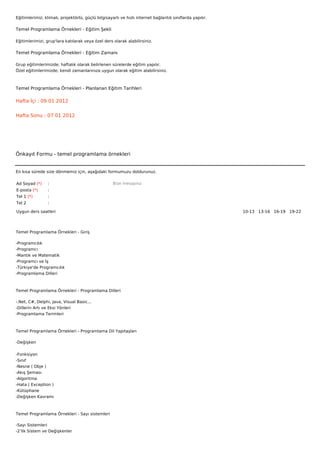 Programlama ornekleri | PDF