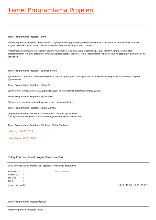 Programlama projeleri | PDF