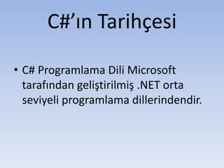 C sharp programlama dili tarihcesi kisa bilgilendirme | PPT