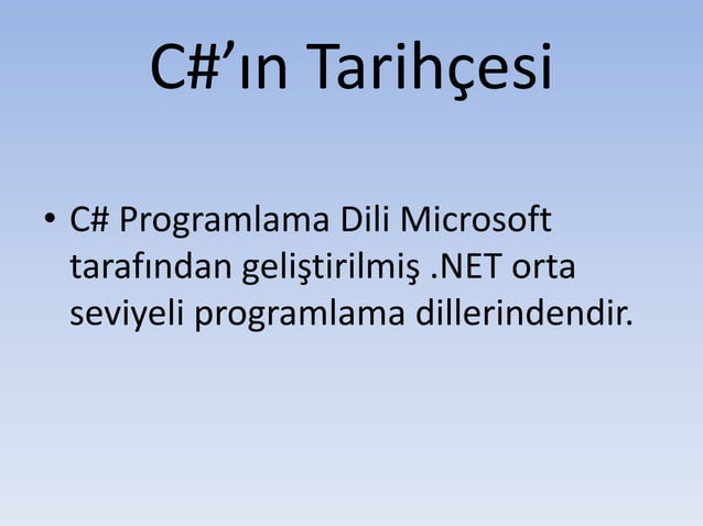C sharp programlama dili tarihcesi kisa bilgilendirme | PPT