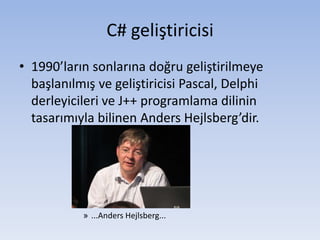 C sharp programlama dili tarihcesi kisa bilgilendirme | PPT