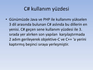 C sharp programlama dili tarihcesi kisa bilgilendirme | PPT