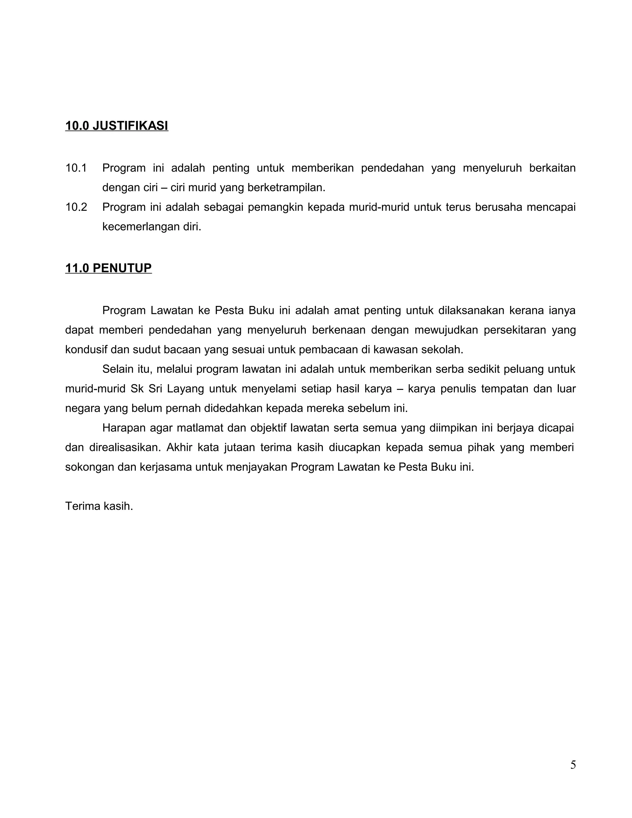 Program lawatan ke pesta buku antarabangsa | DOC