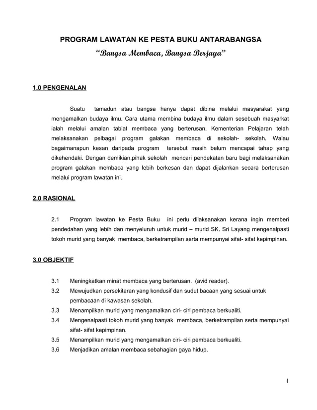 Program lawatan ke pesta buku antarabangsa | DOC