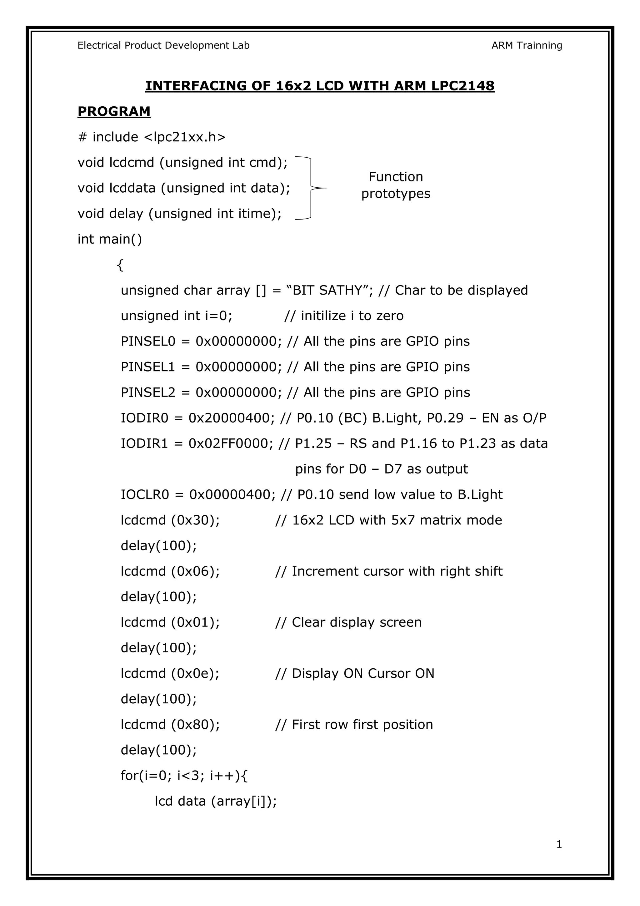 Program LCD ARM | PDF