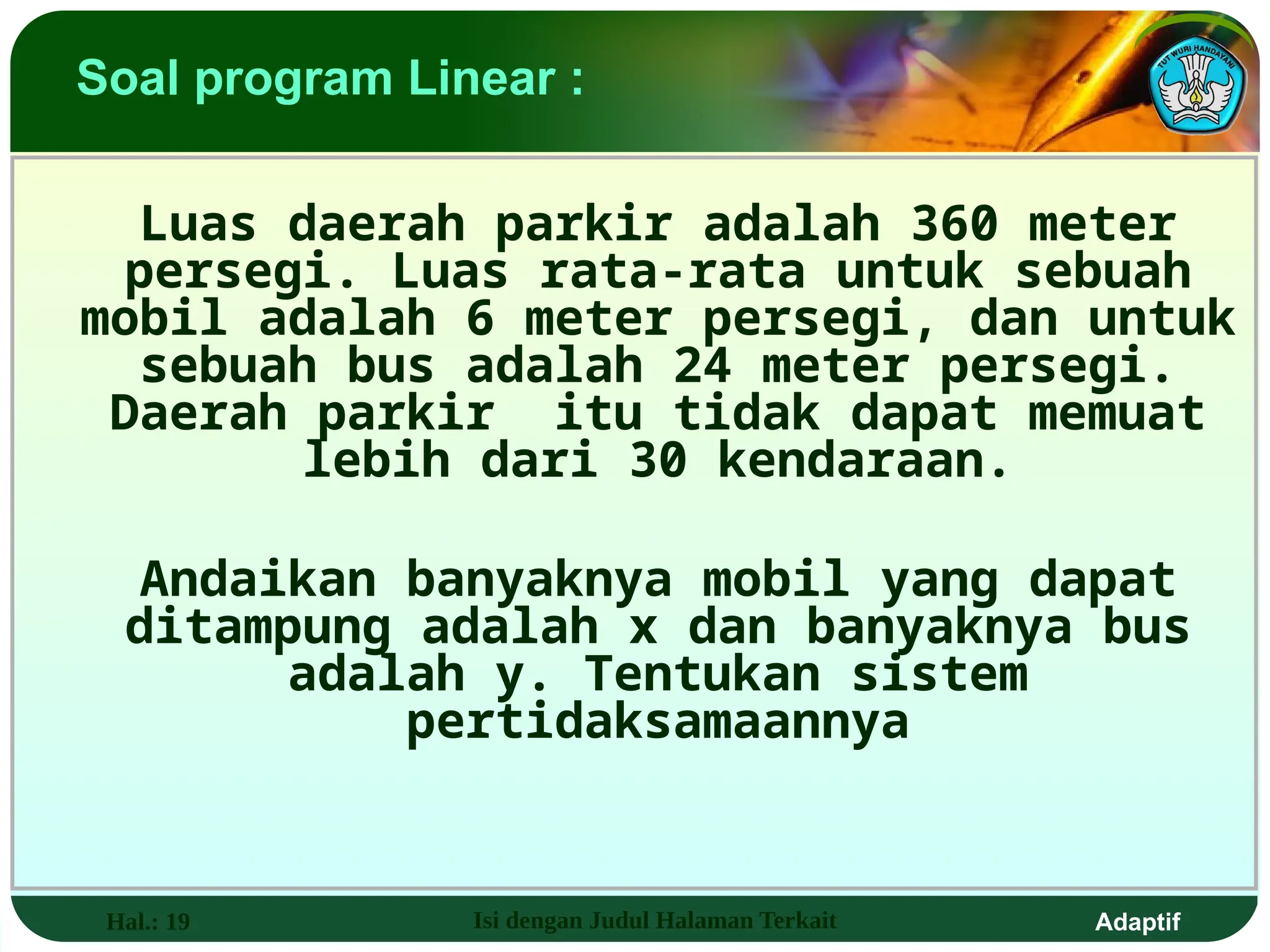 program linear MATEMATIKA kelas 11 sma.ppt