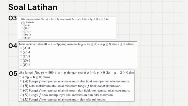 Program Linear (Materi Persiapan untuk SNBT) | PPT
