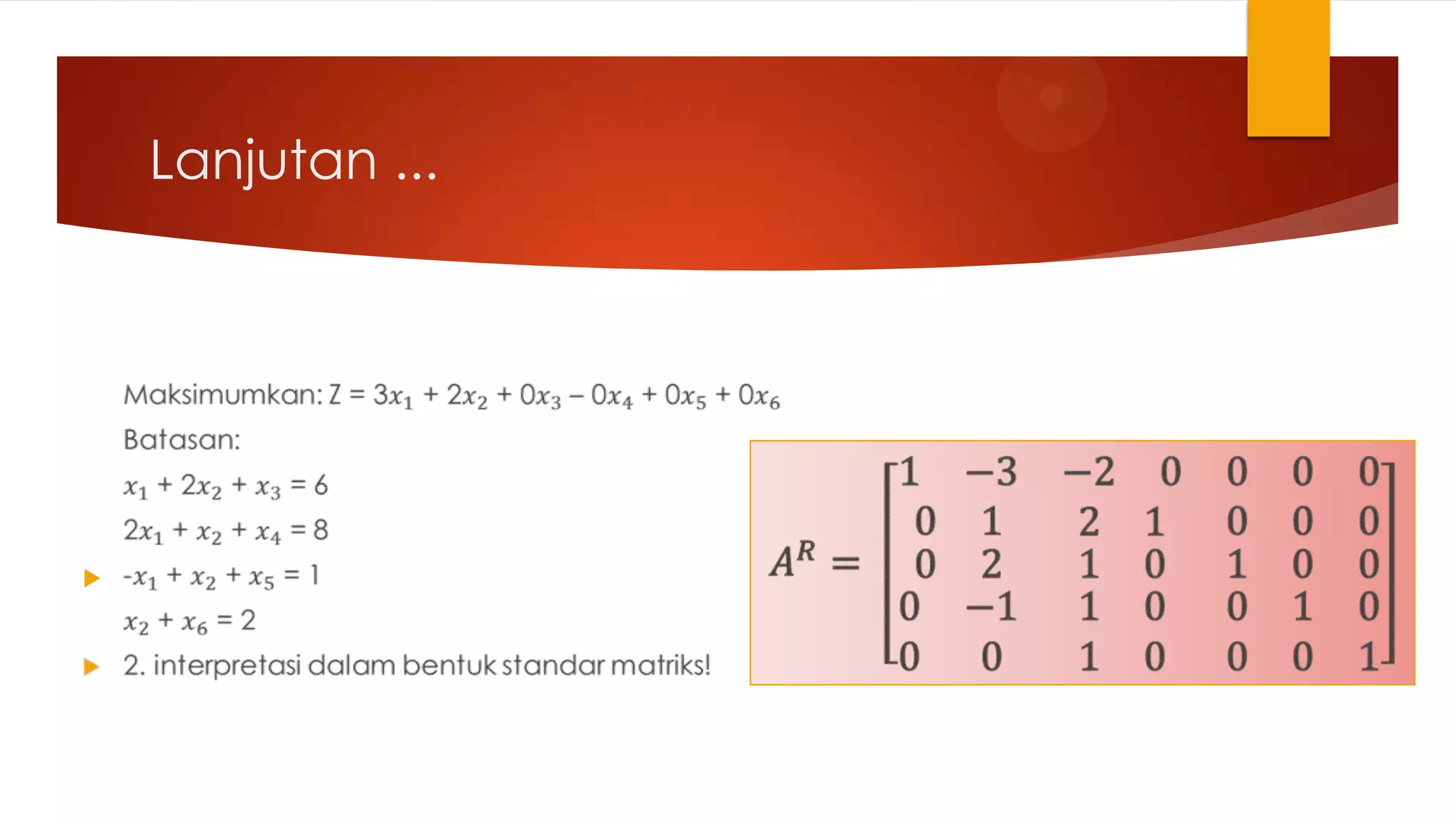 Program linier – metode simpleks revisi (msr) | PPTX