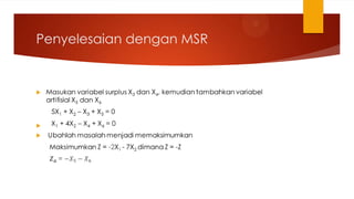 Program linier – metode simpleks revisi (msr) | PPTX