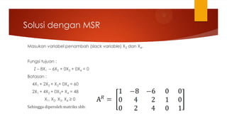 Program linier – metode simpleks revisi (msr) | PPTX