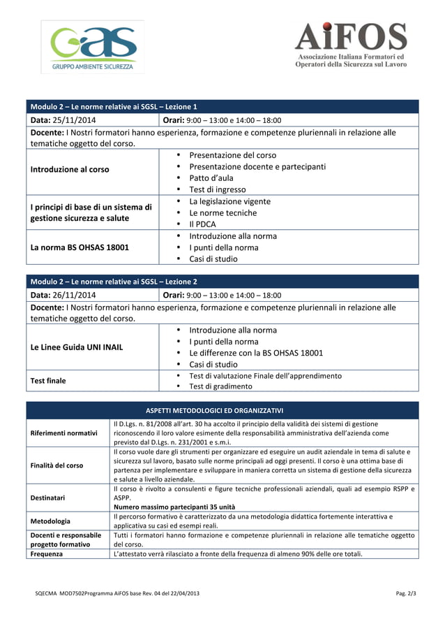 Programma audit-interno-sgsl-gruppo-ambiente-sicurezza | PDF