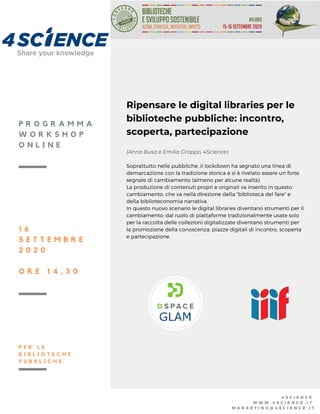 Convegno Stelline 2020 - 4Science -16 settembre _ pubbliche | PDF | Technology & Computing