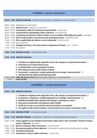 Programma avanzato xiv conferenza hph copia | PDF | Healthcare Industry ...