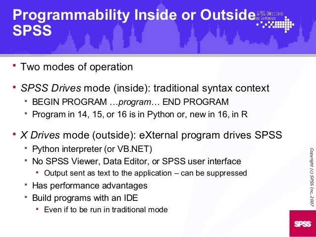 Programmability in spss 14, 15 and 16