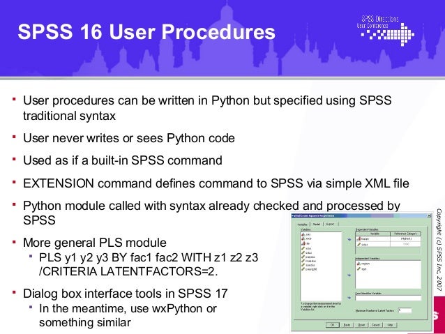 Programmability in spss 14, 15 and 16