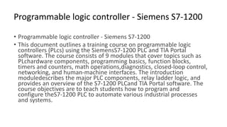 Programmable logic controller - Siemens S7-1200 | PPTX