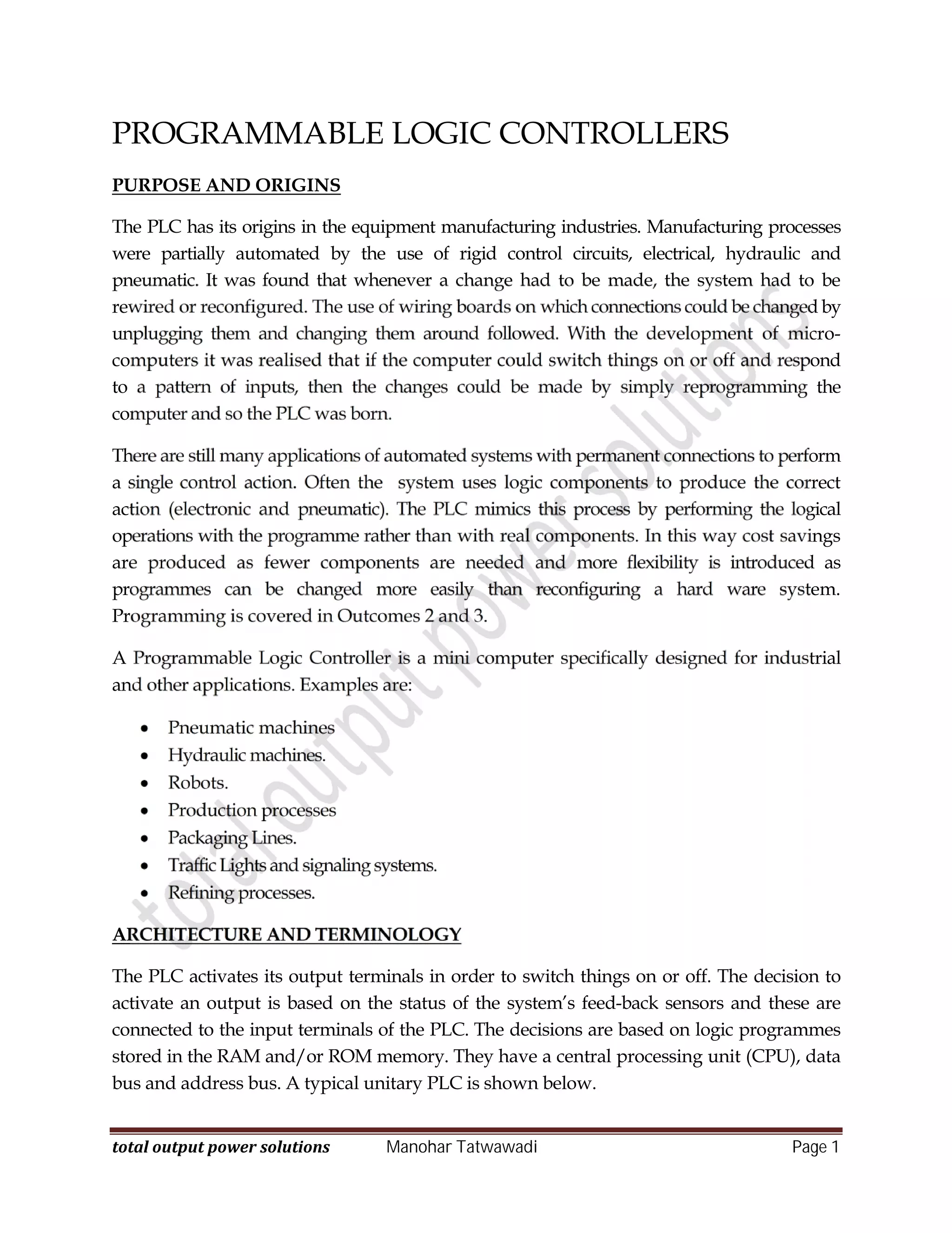 Programmable logic controllers and associated equipment used in TPS | PDF Programmable logic controllers and associated equipment used in TPS | PDF