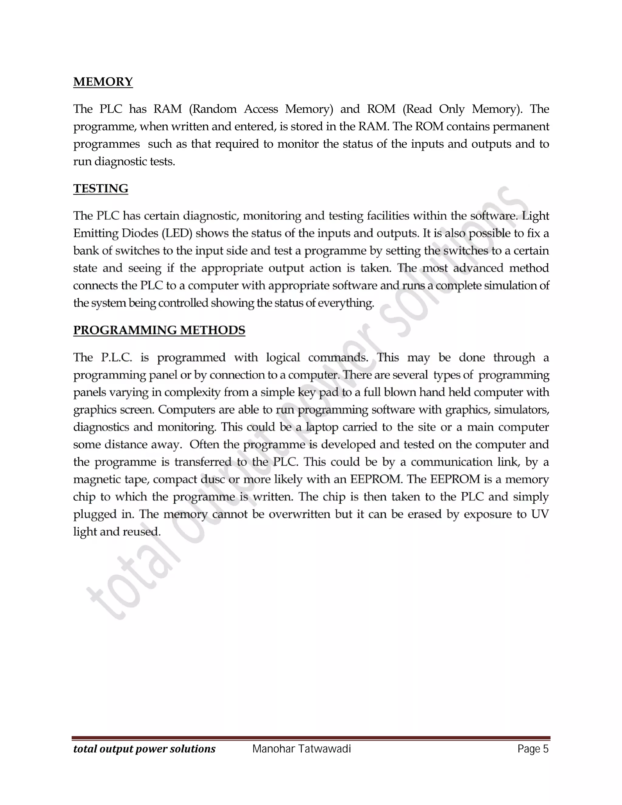 Programmable logic controllers and associated equipment used in TPS | PDF