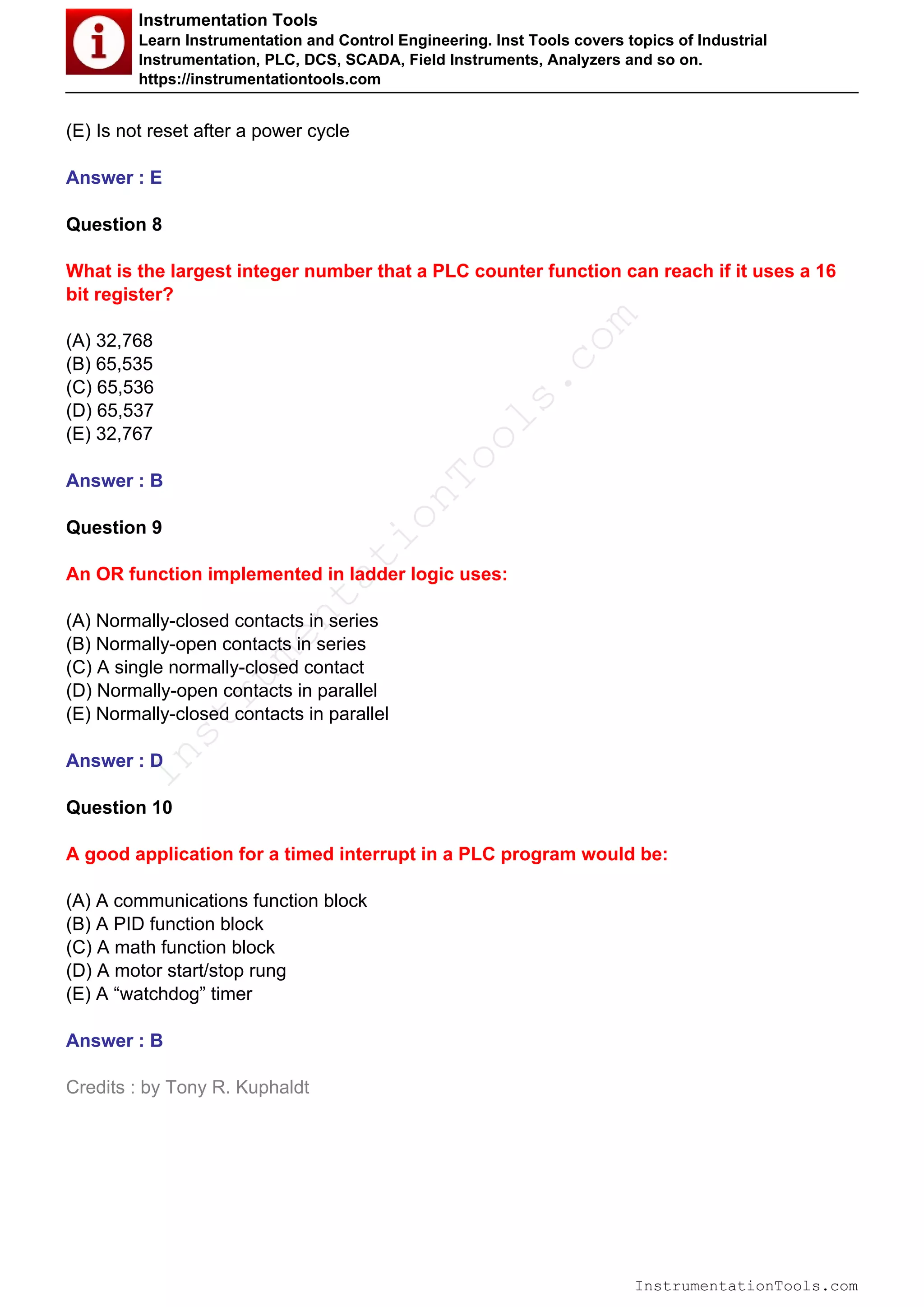Programmable logic controllers (PLC) Questions | PDF