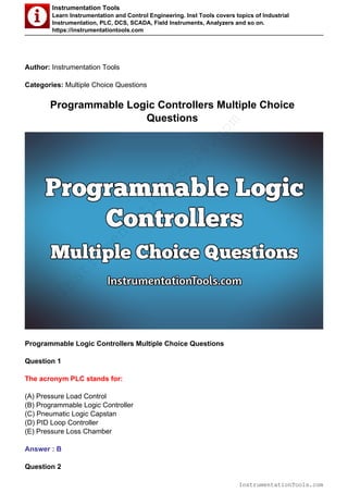 Programmable logic controllers (PLC) Questions | PDF