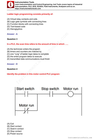 Programmable logic controllers (PLC) Questions | PDF