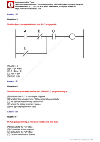 Programmable logic controllers (PLC) Questions | PDF