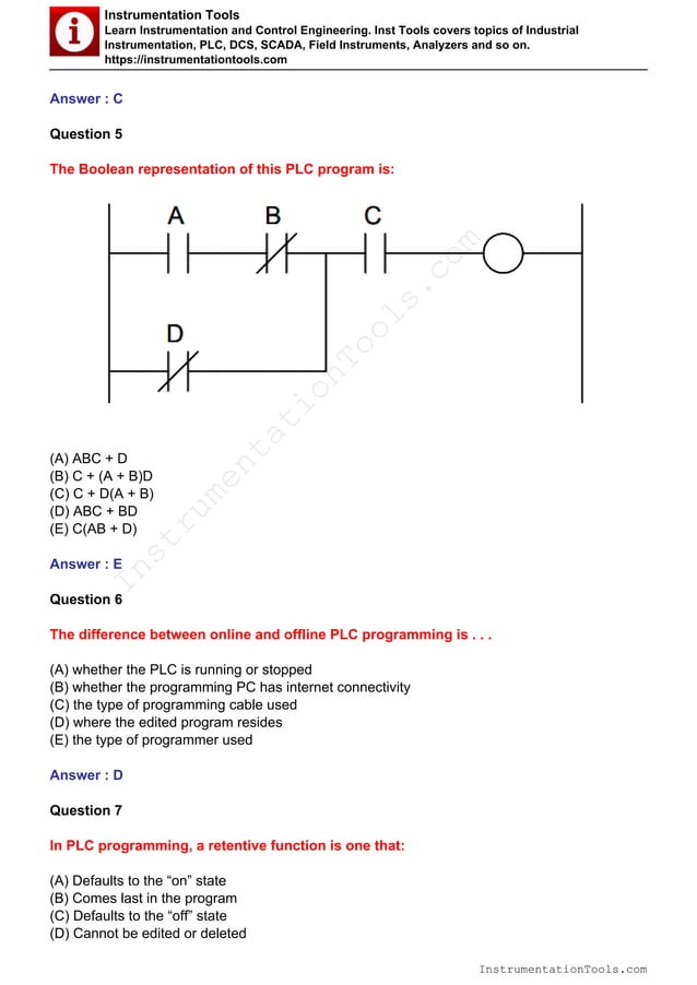 Programmable logic controllers (PLC) Questions | PDF