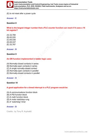 Programmable logic controllers (PLC) Questions | PDF