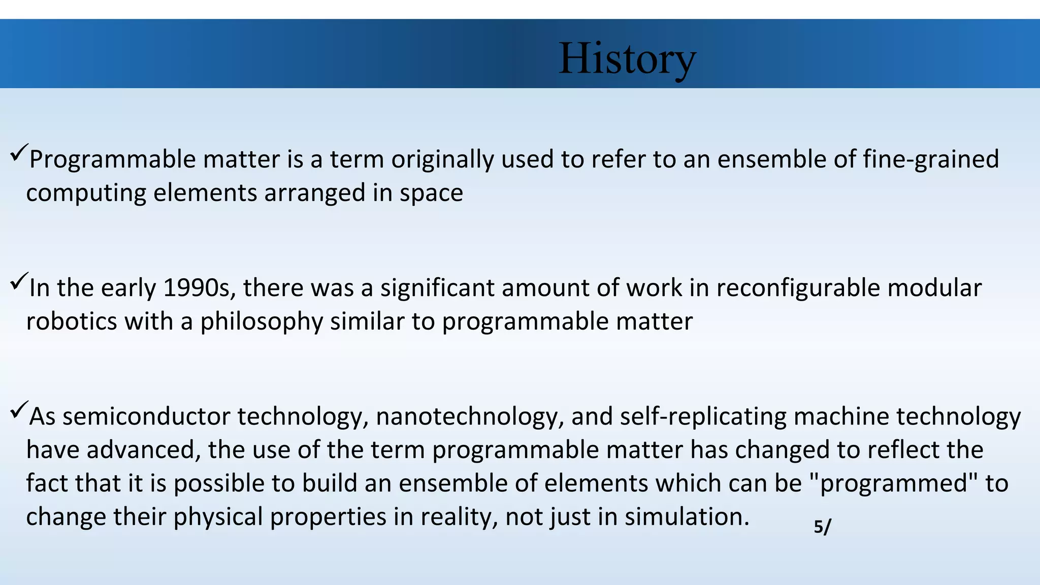 Programmable matter and applications | PPT
