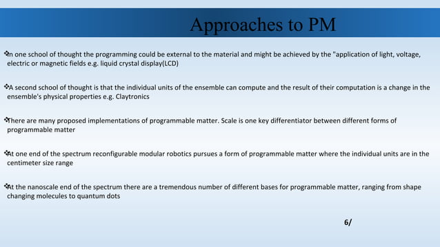 Programmable matter and applications | PPT | Physics | Science