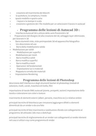 Programma dei corsi di modellazione 3d | PDF
