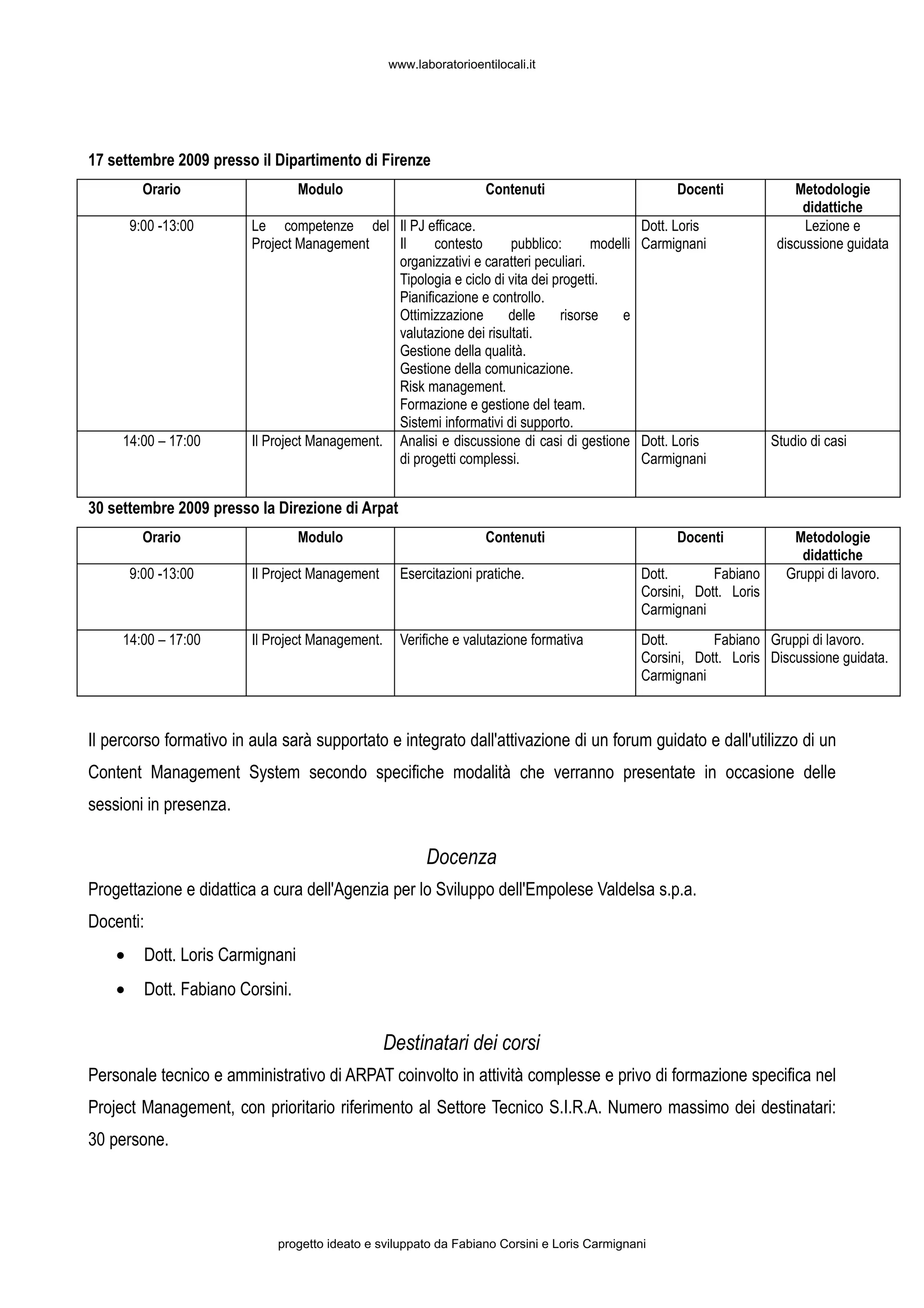 Programma Del Corso | PDF