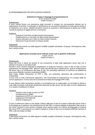 Programma didattico Master MATEC | PDF