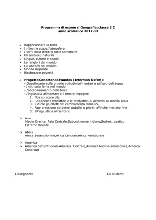 Programma di esame di geografia | DOCX | Geography | Science