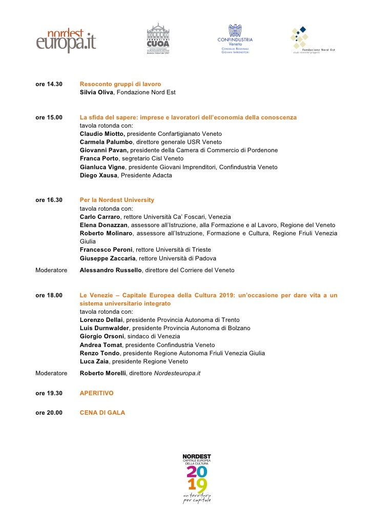 Programma meeting nordest university 1 ottobre 2010 - cuoa altavill…