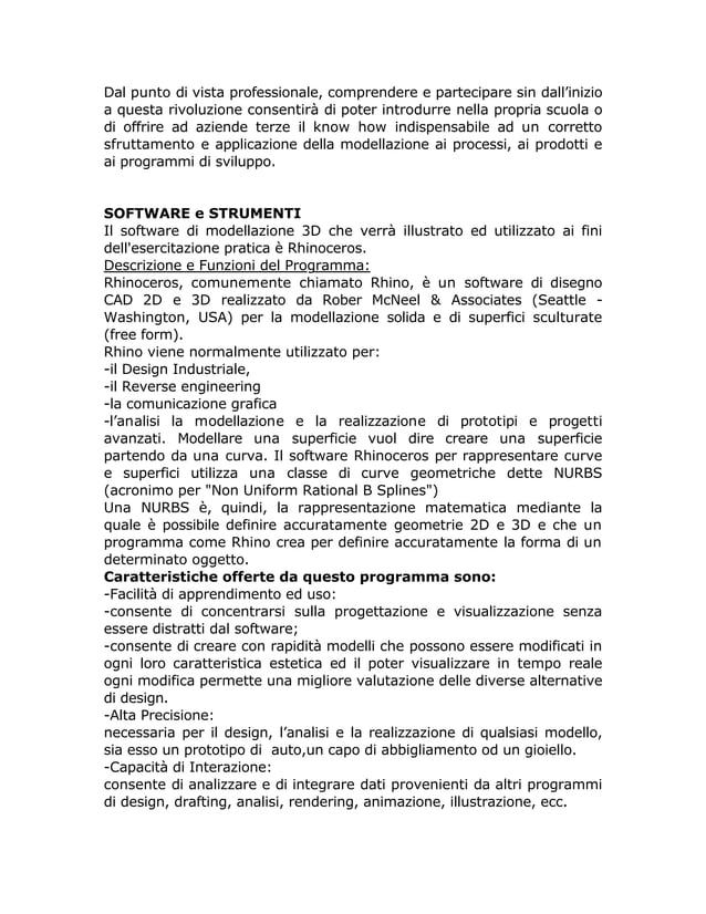 Programma modellazione 3 d e biografia | PDF
