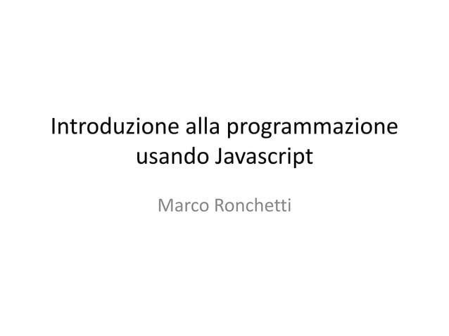 Programmare con javascript | PPT