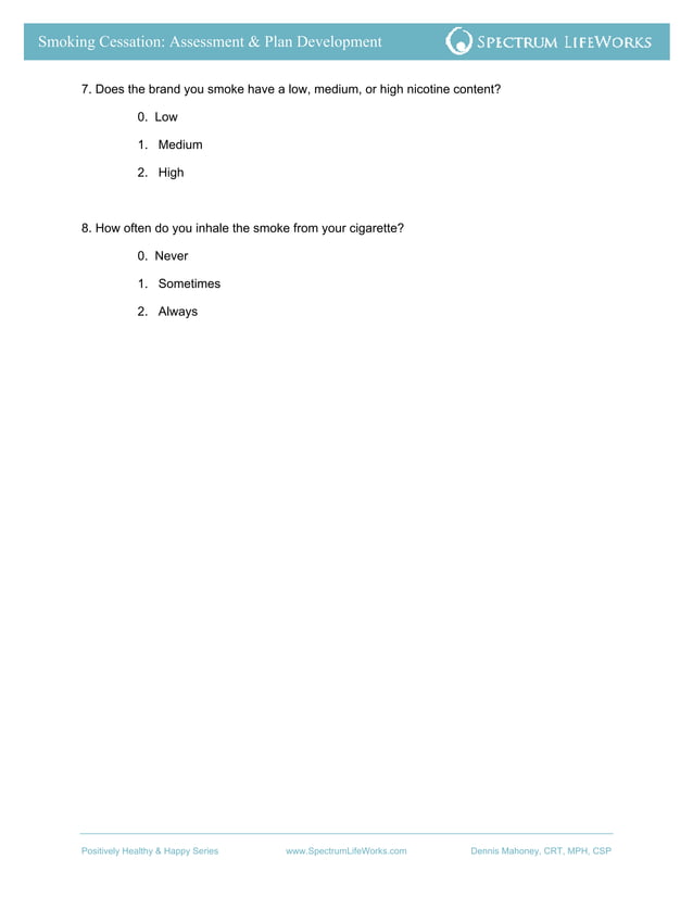 Smoking Cessation: Assessment & Plan Development | PDF