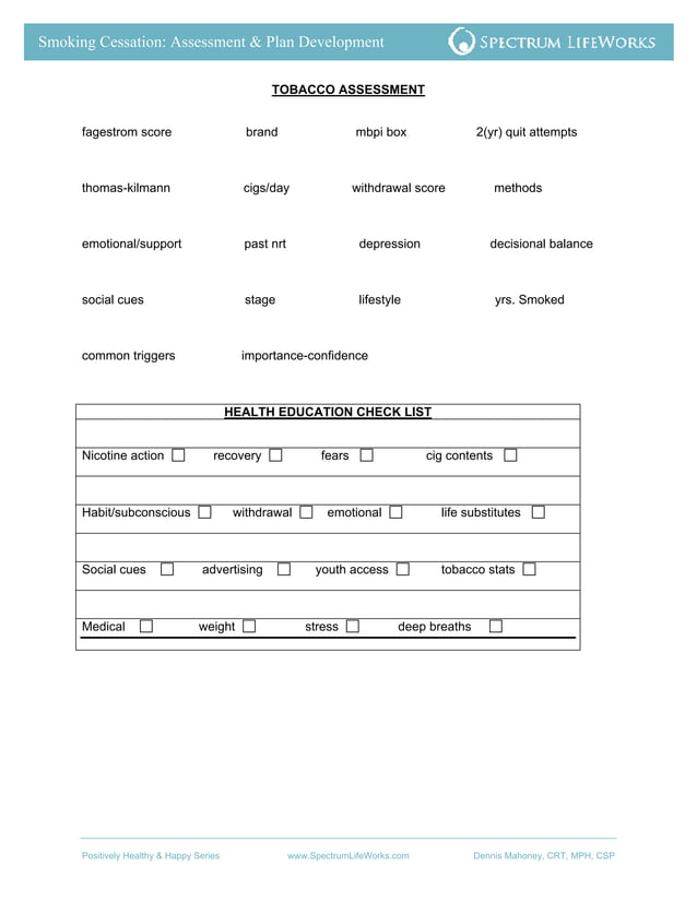Smoking Cessation: Assessment & Plan Development | PDF