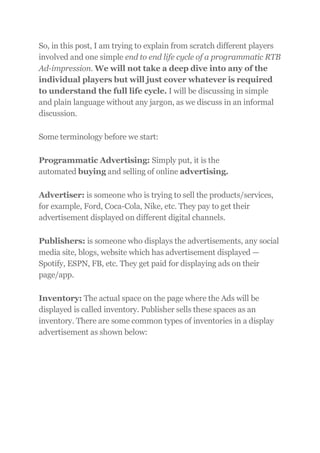 What is Programmatic Advertising? Complete Life cycle of Advertising | PDF