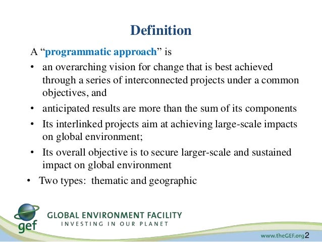 Programmatic approach