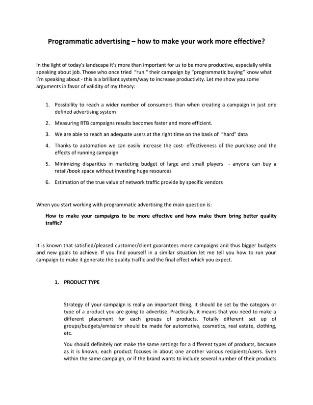 Programmatic advertising – how to make your work more effective? | ODT ...