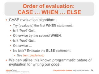 Programmatic queries: things you can code with sql | PDF | Databases | Computer Software and ...
