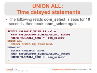 Programmatic queries: things you can code with sql | PDF | Databases | Computer Software and ...
