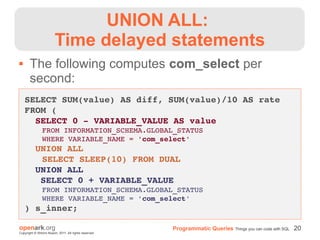 Programmatic queries: things you can code with sql | PDF | Databases | Computer Software and ...