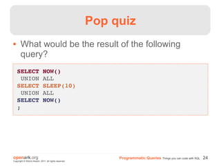 Programmatic queries: things you can code with sql | PDF | Databases | Computer Software and ...