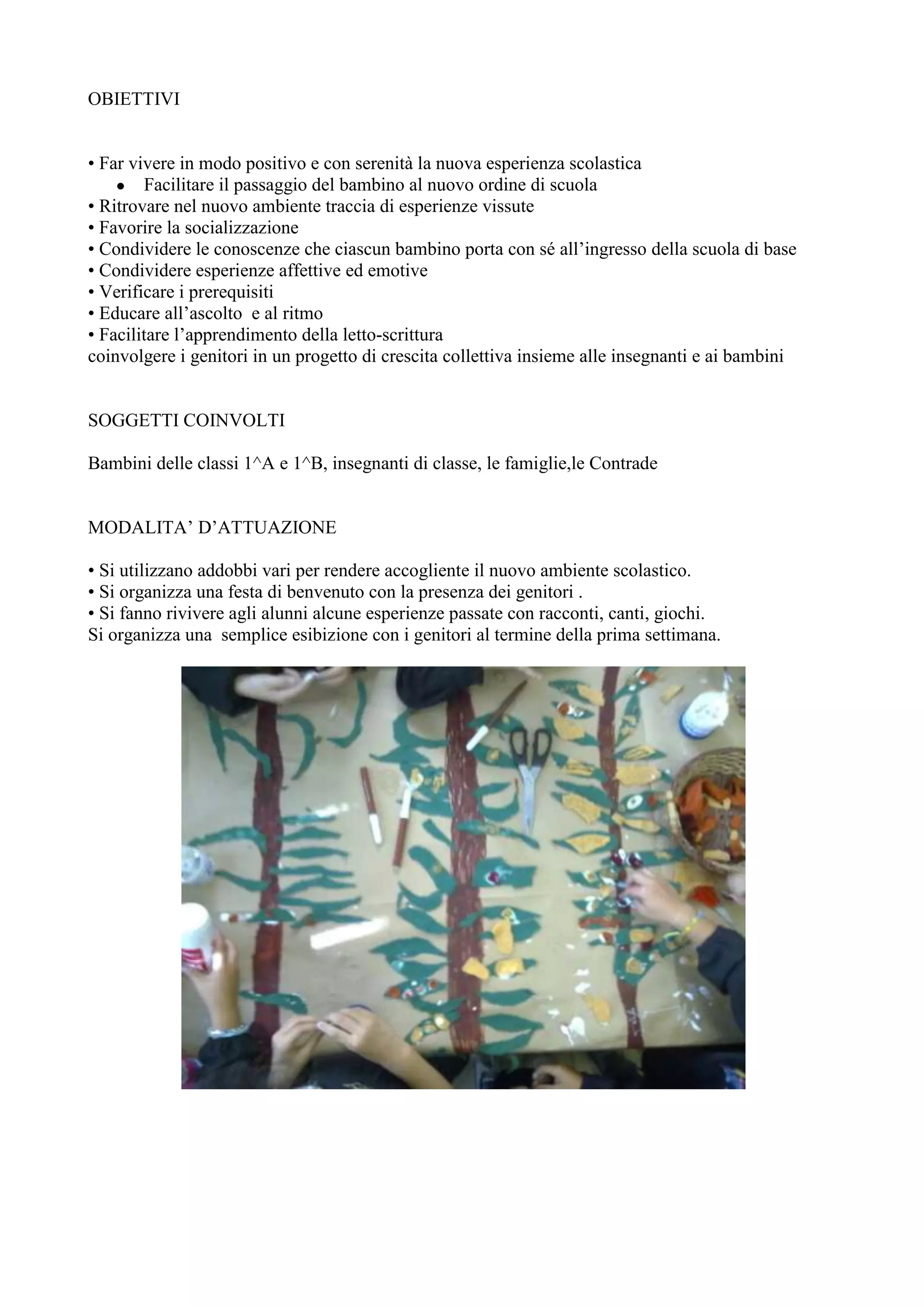 Progetto Accoglienza | DOCX | Primary Education | Education