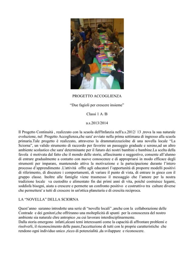 Progetto Accoglienza | DOCX | Primary Education | Education