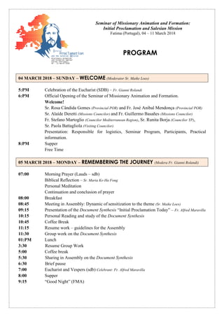 Seminar of Missionary Animation and Formation: Initial Proclamation and ...