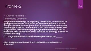 Programmed Instruction Dr. Umashree D K | PDF